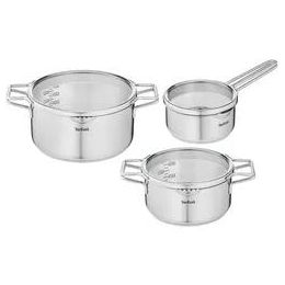 Topf-Set Tefal "Jamie Oliver Ingenio G6, Topfset Induktion mit Pfannen", silber (edelstahlfarben), Töpfe, Thermo-Signal, für alle Herdarten geeignet, L9769932