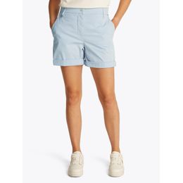 Chinoshorts Tommy Hilfiger "CO BLEND GMD CHINO SHORT", Damen, Gr. 36, N-Gr, blau (breezy blau), Web, Obermaterial: 65% Baumwolle, 33% Lyocell, 2% Elasthan, unifarben, casual, regular fit kurz, Hosen, mit Umschlagsaum