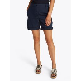 Chinoshorts Tommy Hilfiger "CO BLEND GMD CHINO SHORT", Damen, Gr. 34, N-Gr, blau (schwarz night navy), Web, Obermaterial: 65% Baumwolle, 33% Lyocell, 2% Elasthan, unifarben, casual, regular fit kurz, Hosen, mit Umschlagsaum