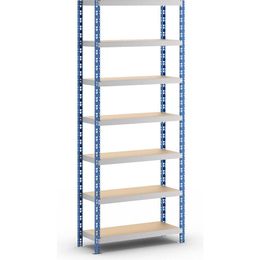 eurokraft basic Universal-Steckregal, stabil, Spanplattenböden, HxBxT 2522 x 1050 x 400 mm, Grundregal