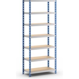 eurokraft basic Universal-Steckregal, stabil, Spanplattenböden, HxBxT 2522 x 1050 x 500 mm, Grundregal