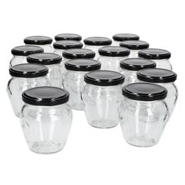 18er Set Marmeladengläser 212ml Deckel Schwarz Twist-Off TO 63 Einmachgläser Antipasti Konfitüre