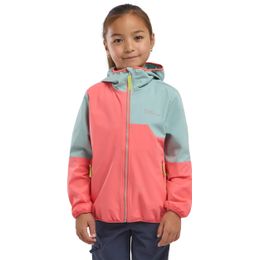 Outdoorjacke Jack Wolfskin "TURBULENCE HOODED JKT K", Kinder, Gr. 152, sunset, coral, Oberstoff: 100% POLYESTER ; Kontrastmaterial 1: 100% POLYESTER ; Futter 1:00% POLYESTER, Jacken