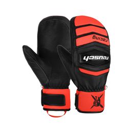 Fäustlinge Reusch "Worldcup Warrior GS Junior Mitten", Kinder, Gr. 5,5, schwarz (schwarz, rot), 60% Polyester, 40% Ziegenleder, mehrfarbig, sportlich, Handschuhe, mit extra warmer Funktion