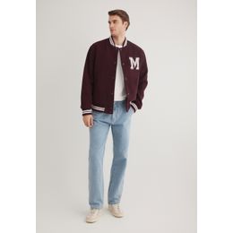 Collegejacke Mavi "Mavi JEANS JACKET", Herren, Gr. M, rot (winetasting), 63% Polyester, 27% Wolle, 5% Polyacrylnitril, 3% Viscose, 2% Polyamid, normal, Jacken Collegejacke, Jacke mit Mavi Logo