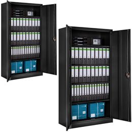 TecTake&reg; Aktenschrank, aus pulverbeschichtetem Stahl, 4 h&ouml;henverstellbare Einlegeb&ouml;den, 180 x 90 x 40 cm