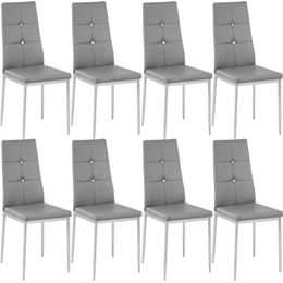 TecTake&reg; Set Esszimmerstuhl, gepolstert mit Kunstlederbezug, schlanke Stahlbeine, 40 x 42 x 97 cm