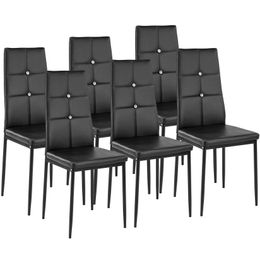 TecTake&reg; Set Esszimmerstuhl, gepolstert mit Kunstlederbezug, schlanke Stahlbeine, 40 x 42 x 97 cm