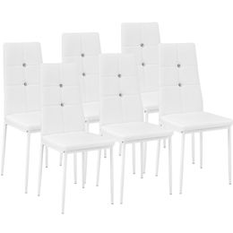 TecTake&reg; Set Esszimmerstuhl, gepolstert mit Kunstlederbezug, schlanke Stahlbeine, 40 x 42 x 97 cm