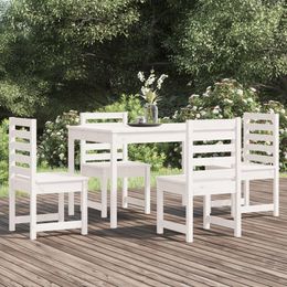 vidaXL 5-tlg. Garten-Essgruppe Weiß Massivholz Kiefer