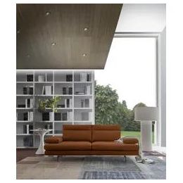 3-Sitzer Calia italia "Toby Wing, Designsofa, hochwertige Verarbeitungsdetails, bequem", braun (cuoio antares), B:208cm H:90cm T:113cm, Leder ANTARES (100% Leder), Sofas, inkl. Sitztiefenverstellung und Armteilfunktion, Füße in Schwarz matt