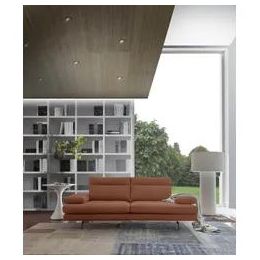 3-Sitzer Calia italia "Toby Wing, Designsofa, hochwertige Verarbeitungsdetails, bequem", braun (cognac bull), B:208cm H:90cm T:113cm, Leder BULL (100% Leder), Sofas, inkl. Sitztiefenverstellung und Armteilfunktion, Füße in Schwarz matt