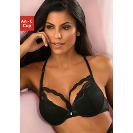 Damen Push-up-BH, Schwarz, Gr. 85C, Petite Fleur Gold, Push-Up-BHs, Material: Polyamid