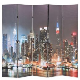 vidaXL Raumteiler Klappbar New York Bei Nacht | Größe: 200 x 170 cm