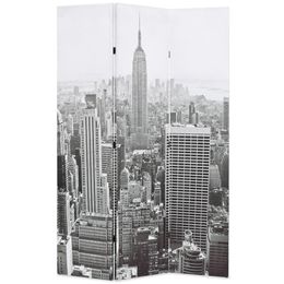 vidaXL Raumteiler Klappbar New York Bei Tag Schwarz-Weiß | Größe: 120 x 170 cm