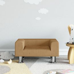 vidaXL Kindersofa 70X45X26,5 Cm Samt | Farbe: Braun | Größe: 50 x 40 x 26.5 cm