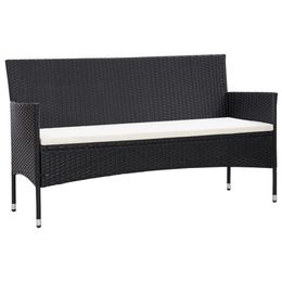 vidaXL 3-Sitzer-Gartensofa Mit Kissen Poly Rattan | Farbe: Schwarz