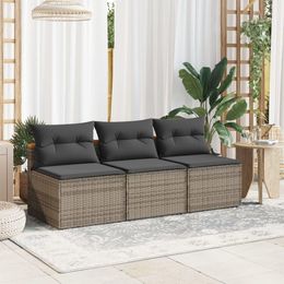 vidaXL Gartensofas Ohne Armlehnen Mit Kissen 2 Stk. Poly Rattan | Farbe: Grau