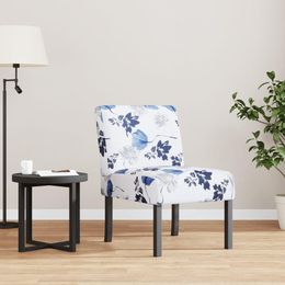 vidaXL Polsterstuhl Blau Blumenmuster Stoff