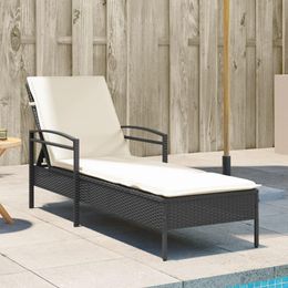 vidaXL Sonnenliege Mit Auflage 63X200X81 Cm Poly Rattan | Farbe: Schwarz