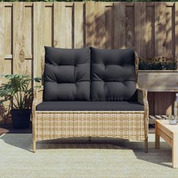 vidaXL Gartenbank 2-Sitzer Mit Kissen Poly Rattan | Farbe: Braun