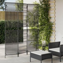 vidaXL Paravent 3-Tlg. Poly Rattan Schwarz | Größe: 147 x 200 cm | Modell: Linie weben