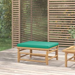 vidaXL 2-Tlg. Garten-Lounge-Set Mit Kissen Bambus | Farbe: Grün | Modell: Fußhocker
