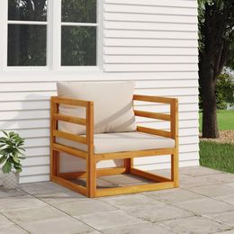 vidaXL 3-Tlg. Garten-Lounge-Set Mit Kissen Massivholz Akazie | Farbe: Hellgrau | Modell: Sessel