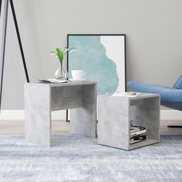 vidaXL Satztische 2 Stk. -Optik Holzwerkstoff | Farbe: Betongrau