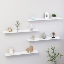 vidaXL Wandregale 2 Stk. Hochglanz-Weiß | Anzahl im Paket: 4 | Größe: 80 x 9 x 3 cm