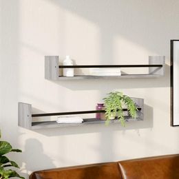vidaXL Wandregale Mit Stangen 2 Stk. Grau Sonoma | Größe: 80 x 16 x 14 cm