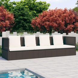 vidaXL Garten-Sofabett Mit Kissen Poly Rattan Schwarz | Farbe: Braun