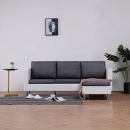 vidaXL 3-Sitzer-Sofa Mit Kissen Weiß Kunstleder | Farbe: Weiß und Schwarz