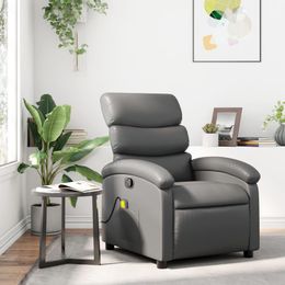 vidaXL Relaxsessel Kunstleder Grau | Mit Massage: Ja | Modell: Manuelles Neigesystem