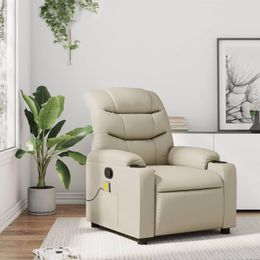 vidaXL Relaxsessel Elektrisch Kunstleder Creme | Mit Massage: Ja | Modell: Manuelles Neigesystem