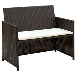 vidaXL 2-Sitzer-Gartensofa Mit Polstern Poly Rattan | Anzahl im Paket: 1 | Farbe: Braun