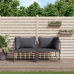 vidaXL Ecksofas Mit Kissen 2 Stk. Modular Poly Rattan | Kissenfarbe: Dunkelgrau | Modell: Ecksofa (2 Stk.)