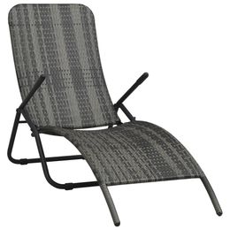 vidaXL Klappbare Sonnenliege Poly Rattan Grau