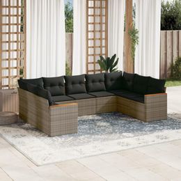 vidaXL 9-Tlg. Garten-Sofagarnitur Mit Kissen Beige Poly Rattan | Farbe: Grau | Modell: Ohne Tisch