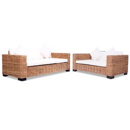 vidaXL Sofa-Set 15-Tlg. Natur Rattan