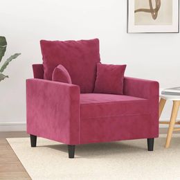 vidaXL 2-Sitzer-Sofa Samt | Farbe: Weinrot | Größe: 60 cm