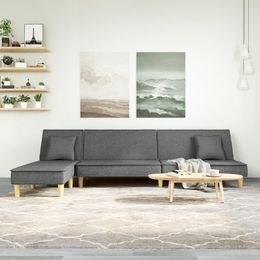 vidaXL Schlafsofa In L-Form 255X140X70 Cm Stoff | Farbe: Dunkelgrau