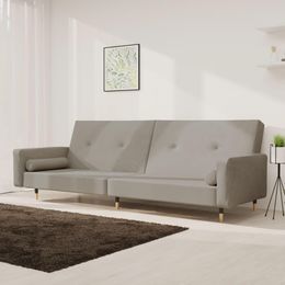 vidaXL Schlafsofa 2-Sitzer Mit 2 Kissen Samt | Farbe: Hellgrau