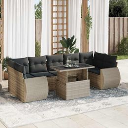 vidaXL 8-Tlg. Garten-Sofagarnitur Mit Kissen Schwarz Poly Rattan | Farbe: Hellgrau | Modell: mit Stauraum