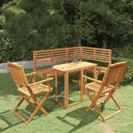 vidaXL 4-Tlg. Bistro-Set Massivholz Akazie | Farbe: Braun | Modell: Mit Armlehnen