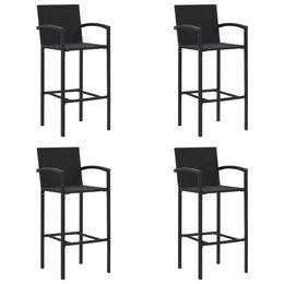 vidaXL Barhocker 2 Stk. Poly Rattan | Anzahl im Paket: 4 | Farbe: Schwarz