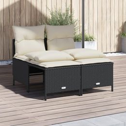 vidaXL 4-Tlg. Garten-Sofagarnitur Mit Kissen Poly Rattan | Farbe: Schwarz