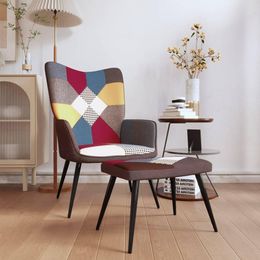 vidaXL Relaxsessel Mit Hocker Patchwork Stoff | Modell: Mit Fußablage
