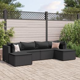 vidaXL 6-Tlg. Garten-Lounge-Set Mit Kissen Braun Poly Rattan | Farbe: Schwarz