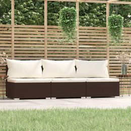 vidaXL Sofa Mit Kissen Braun Poly Rattan